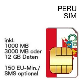 Peru Prepaid Daten SIM Karte - 1-12 GB